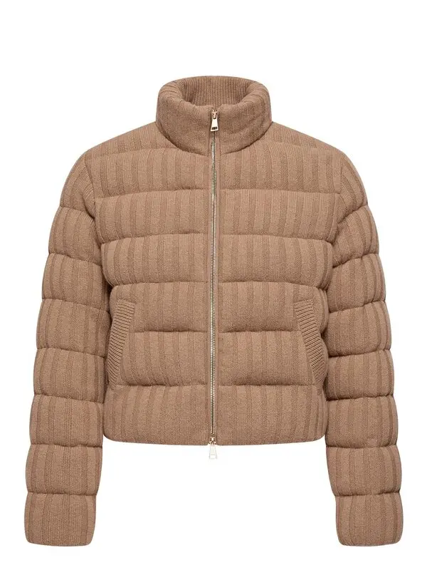 Moncler Wool & Cashmere Blend Padded Cardigan - Beige