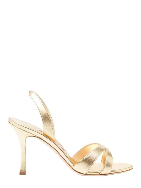 Manolo Blahnik 90mm Callasli Sandals - Gold