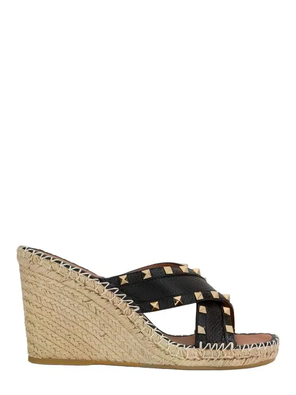 Valentino Garavani Studded Espadrille Wedges - Black