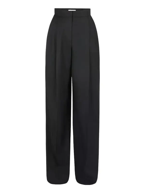 Nina Ricci Pleated-motif Wool Gabardine Trousers - Black
