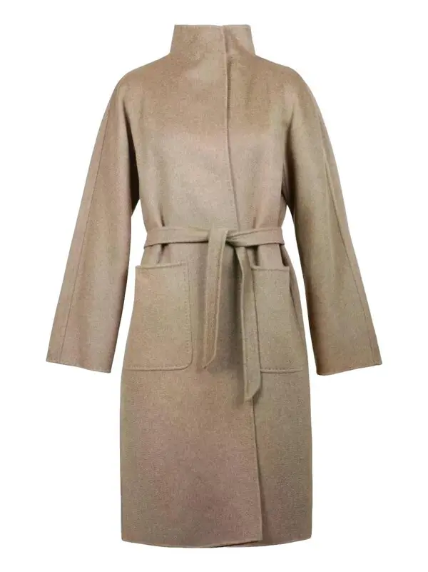 Max Mara Stand-neck Double-breasted Coat With Patch Pockets - Neutrals