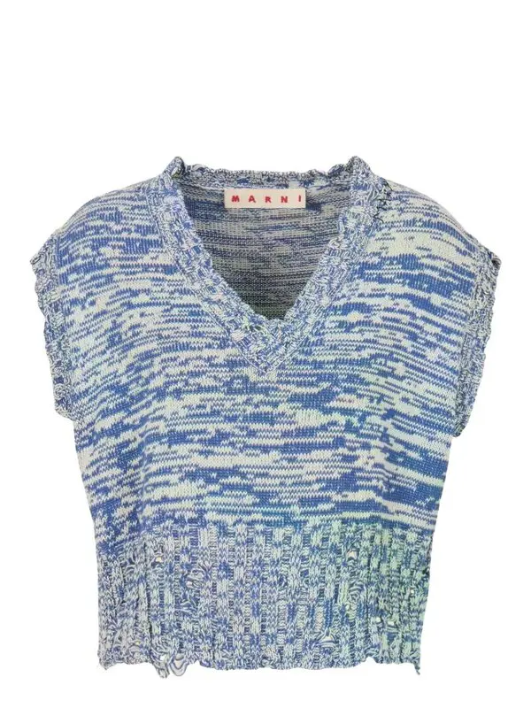 Marni V-neck Ribbed T-shirt - Blue