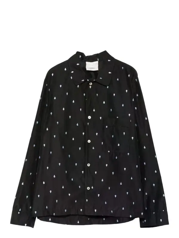 FORTE_FORTE Buttoned Patterned Shirt - Black