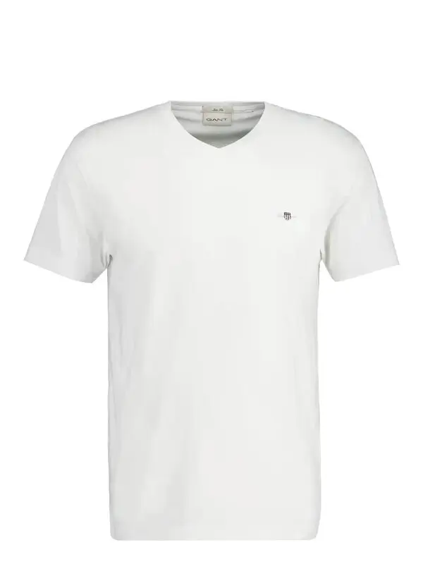 Gant V-neck Logo-detail T-shirt - White