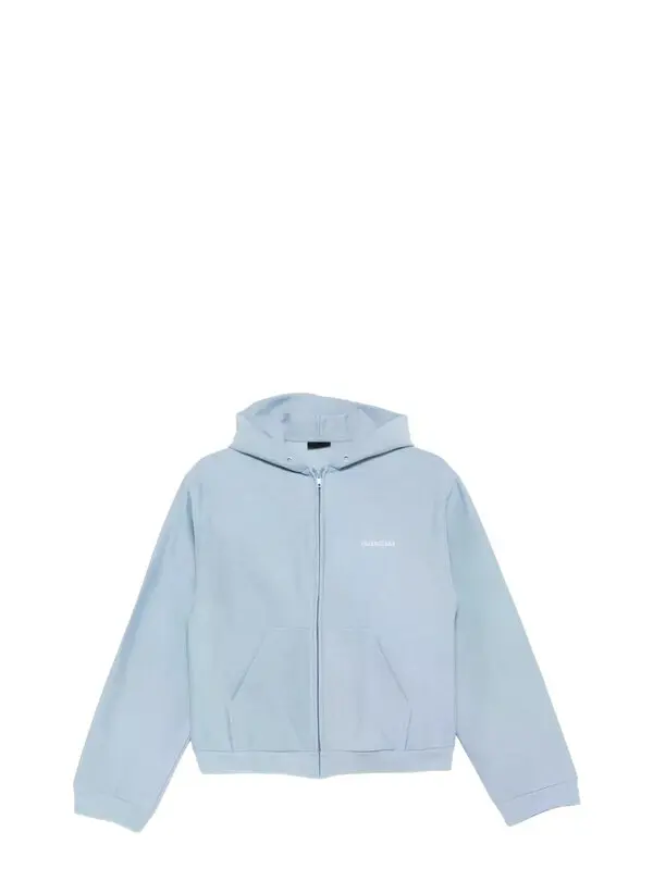 Balenciaga Cotton Zip Hoodie - Blue