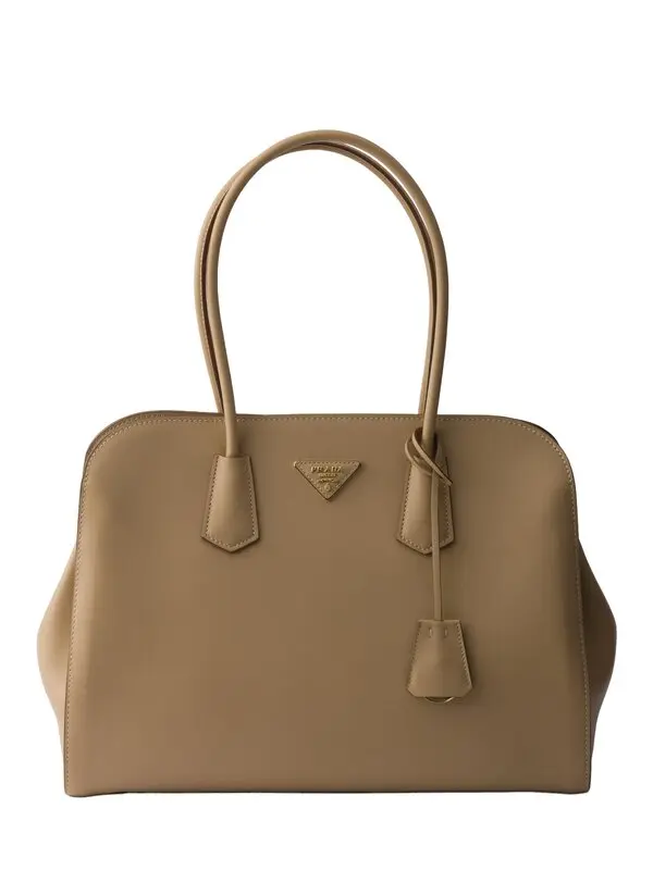 Prada Leather Tote Bag - Neutral