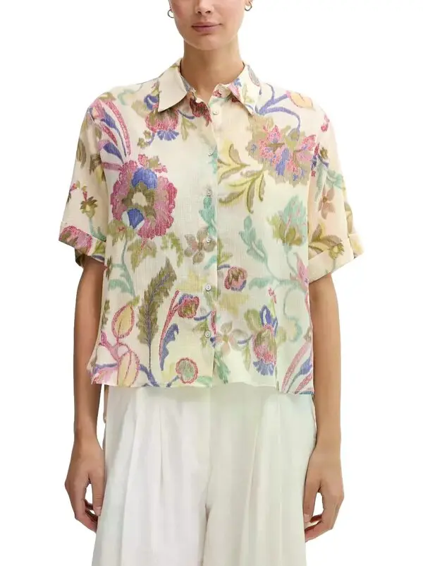 PEDRO DEL HIERRO Floral-print Short-sleeve Shirt - Neutrals