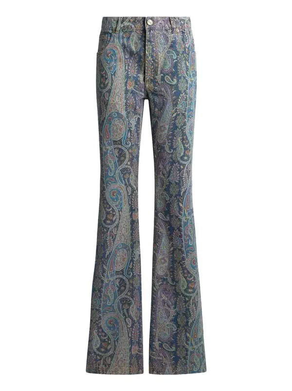 Etro Floral Paisley-motif Flared Jeans - Blue
