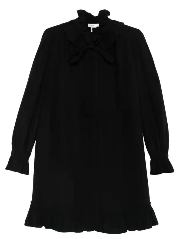 Chloé Ruffled Mini Dress - Black