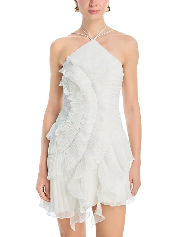AMUR Velora Asymmetrical Mini Dress - Ivory