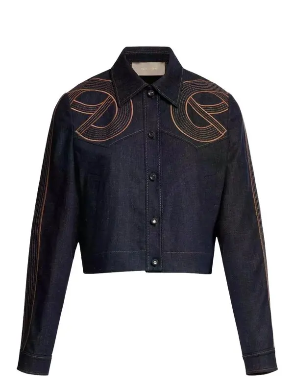 Elie Saab Embroidered Denim Jacket - Blue