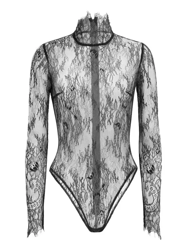 LIKA Lace Long-sleeve Bodysuit - Black