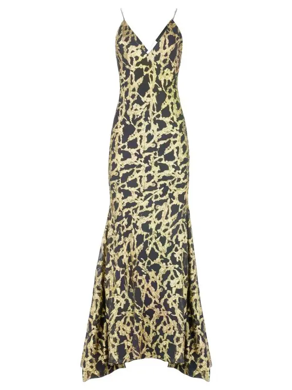 Nina Ricci Marbled-motif Silk Maxi Dress - Black