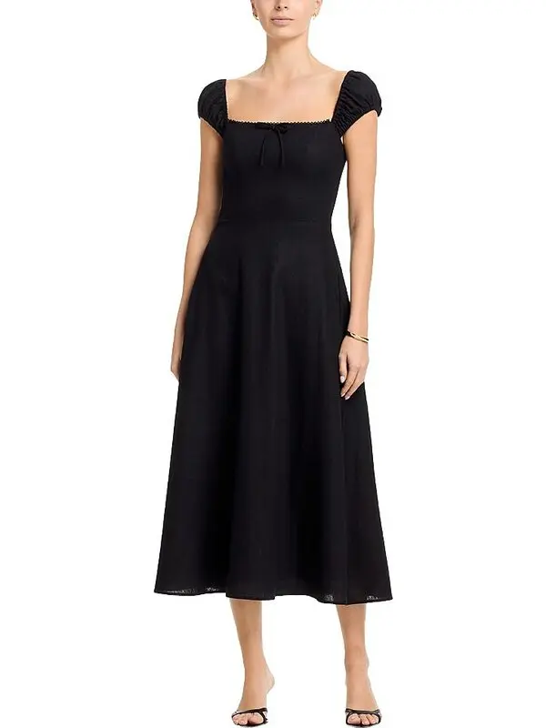 WAYF Carina Cap Sleeve Midi Dress - Black