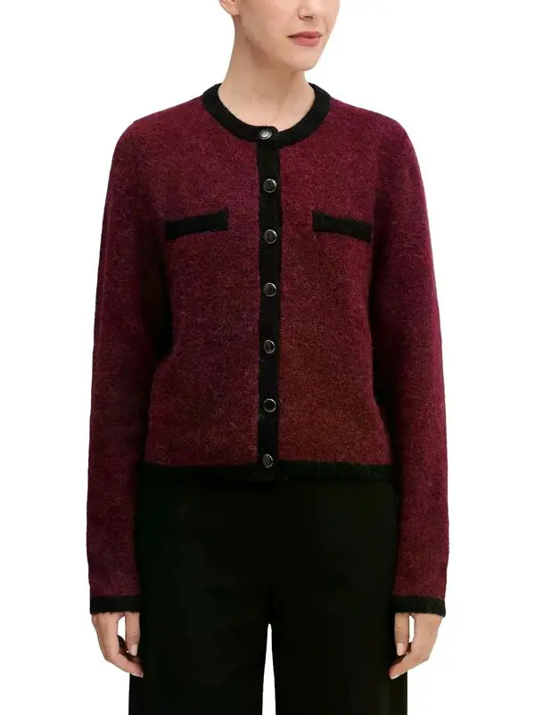 GESTUZ Button Pocket Cardigan - Red