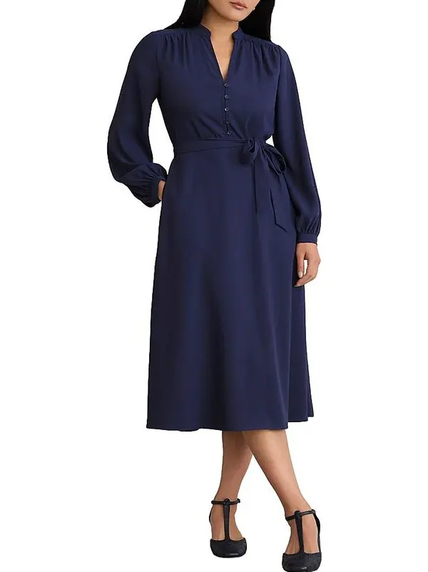 HOBBS LONDON Lettie Fit-and-flare Midi Dress - Midnight Navy