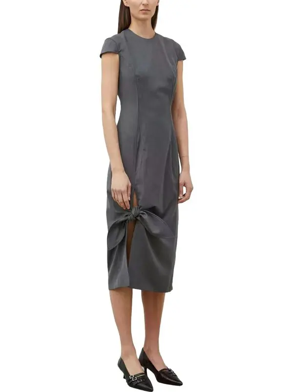 Remain Birger Christensen Knot-detail Midi Dress - Grey