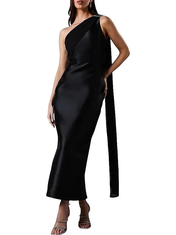 Coast One Shoulder Twill Gown - Black