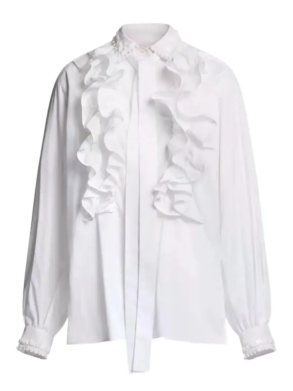 Elie Saab Ruffled Poplin Shirt - White