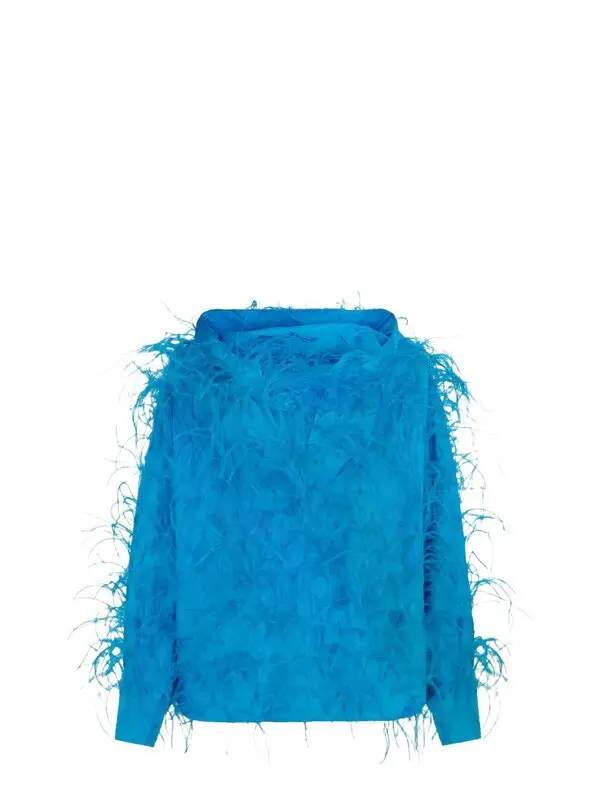 Valentino Garavani Feathered Hoodie - Blue