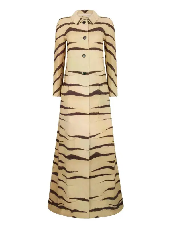 Valentino Garavani Buttoned Tiger-print Coat - Neutrals