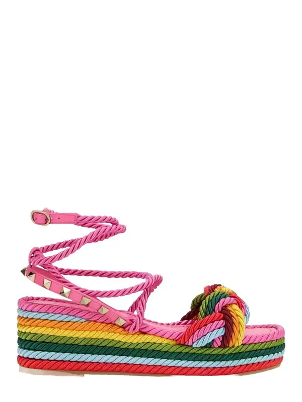 Valentino Garavani Rope-detail Platform Sandals - Pink