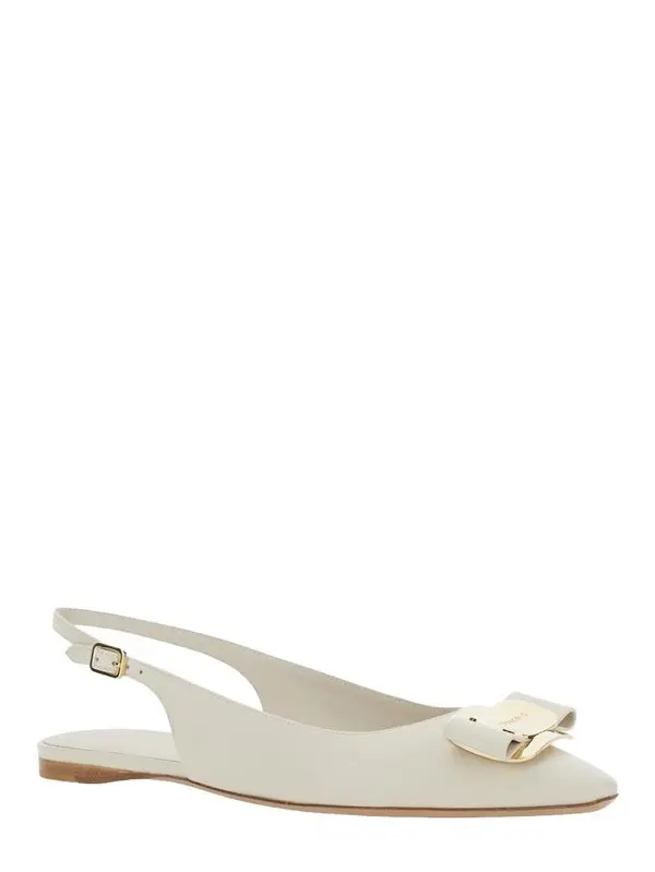 FERRAGAMO Zelmi Slingback Ballet Shoes - White