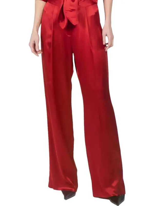 THE SEI Tie Detailed Wide-leg Trousers - Red