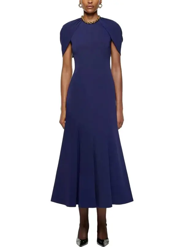 Roland Mouret Gathered-shawl Midi Dress - Blue