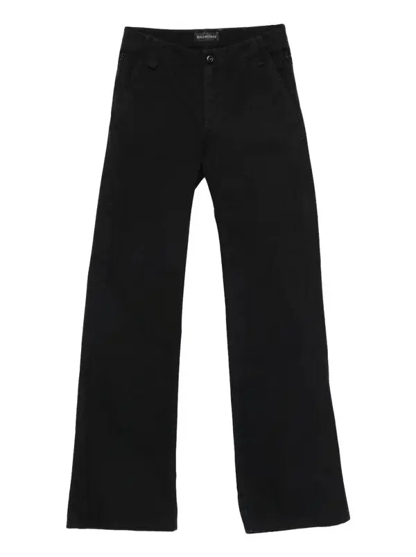 Balenciaga Wide-leg Cotton Trousers - Black
