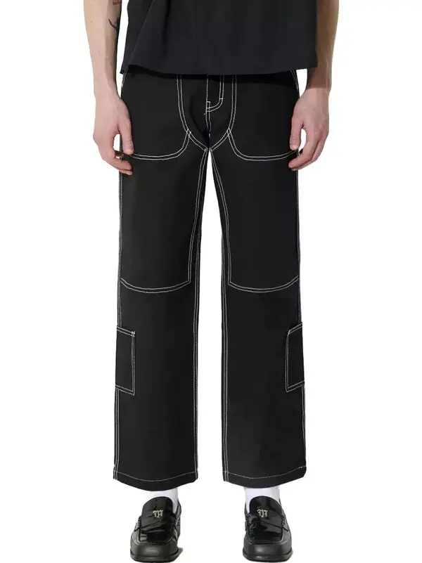 PLEASURES Logo-patch Trousers - Black