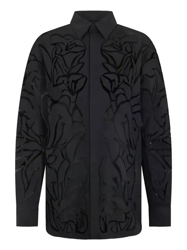 Valentino Garavani Floral Cut-out Shirt Jacket - Black