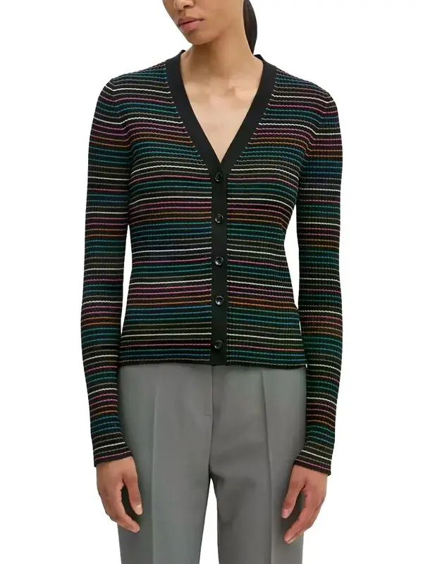 Paul Smith Striped Buttoned Cardigan - Black