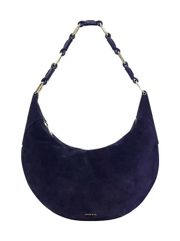 ANINE BING Hobo Bag With Chain Detailing - Blue