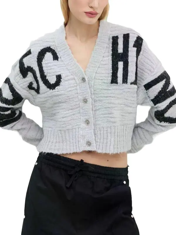 Moschino Logo-lettering Cropped Cardigan - Grey