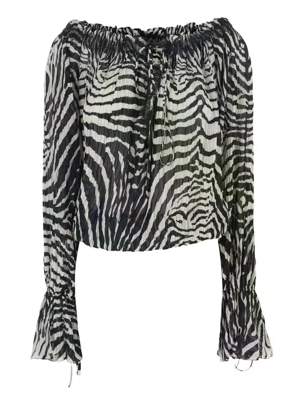 Blumarine Zebra Print Lace Blouse - White