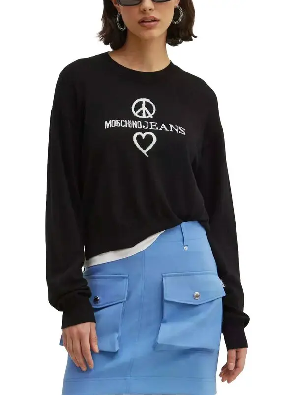 Moschino Heart-detail Long-sleeve Sweater - Black