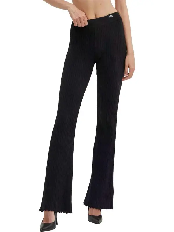 Moschino Ribbed Scalloped Leggings - Black