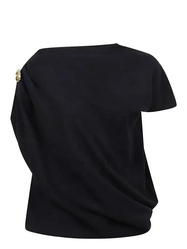 Fabiana Filippi Draped Appliqué Knit Top - Blue