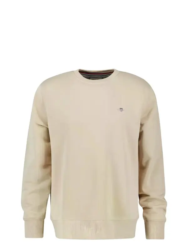 Gant Crew Neck Sweatshirt With Embroidered Logo - Neutrals