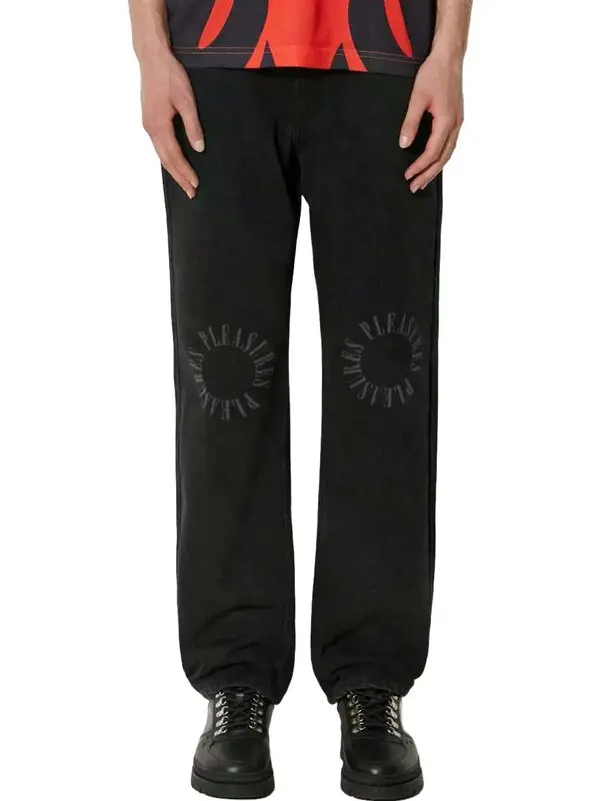 PLEASURES Logo-print Jeans - Black