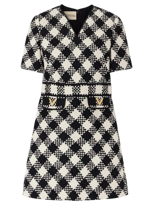 Valentino Garavani Checked Tweed Mini Dress - Black