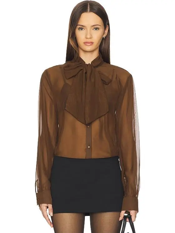 MORE TO COME X Emma Leger Cinrella Sheer Top - Brown
