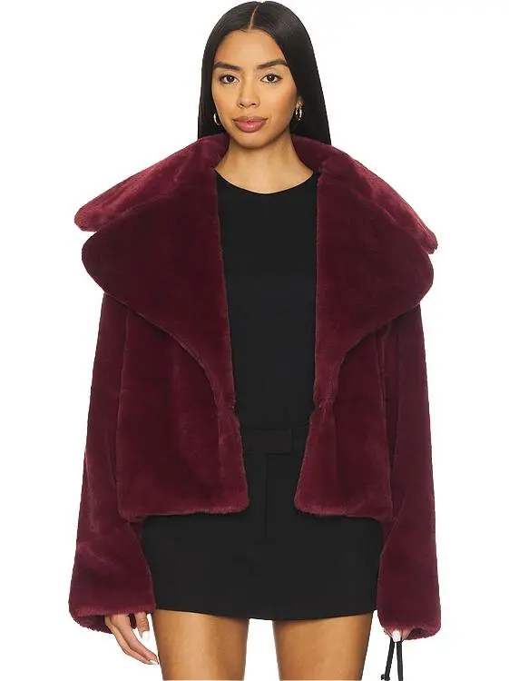 Superdown X Emma Leger Willow Faux Fur Coat - Oxblood