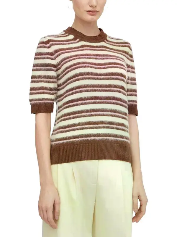 SAMSOE SAMSOE Striped Short-sleeve Top - Brown