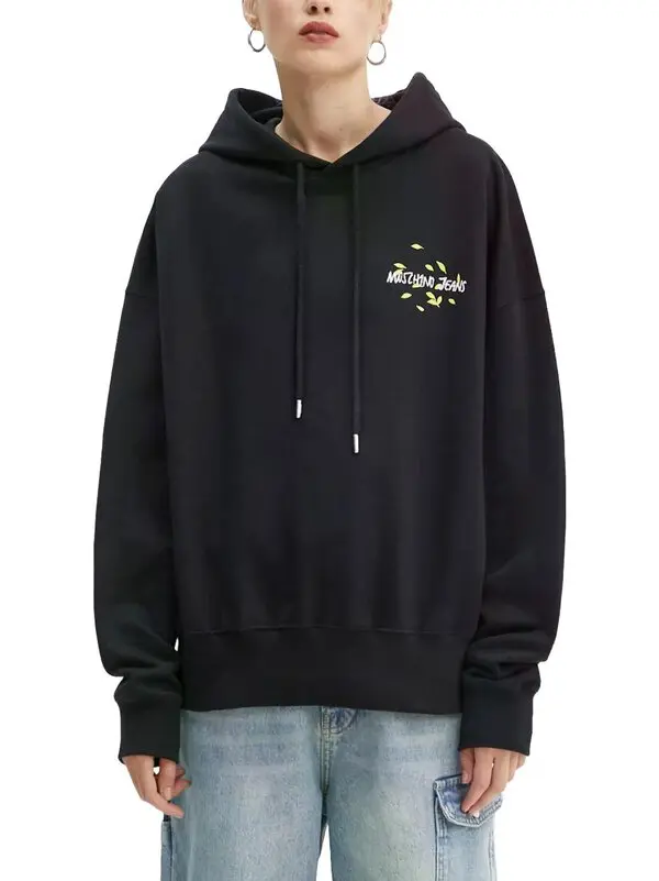 Moschino Graphic Drawstring Hoodie - Black