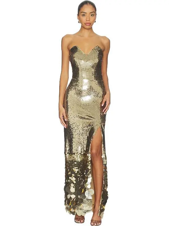 AFEW RAHUL MISHRA Corset Maxi Dress - Metallic Gold