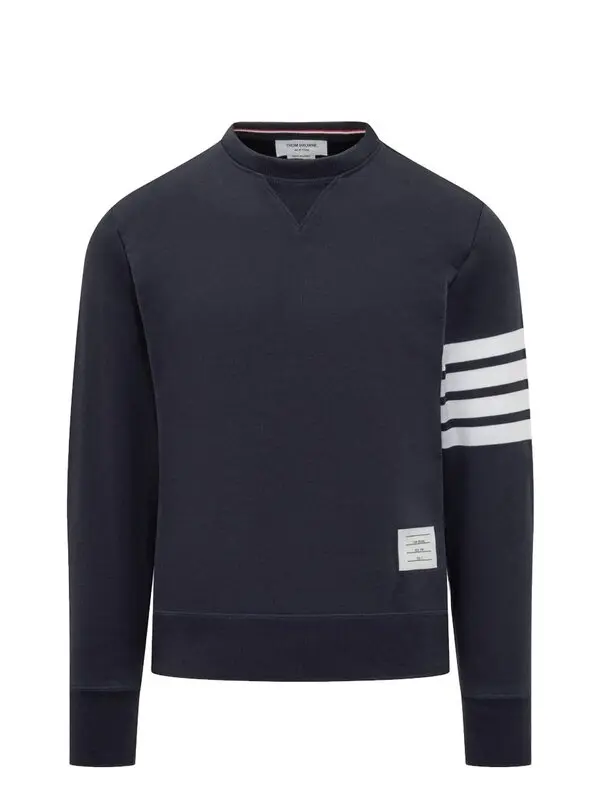 Thom Browne Striped Sleeve Crewneck Sweatshirt - Blue