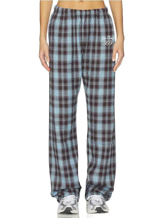 THE MAYFAIR GROUP On Cloud Nine Wide Leg Plaid Pants - Brown & Blue Plaid