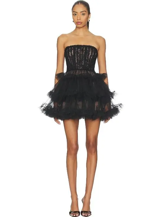 AKNVAS Edel Tulle Mini Dress - Black
